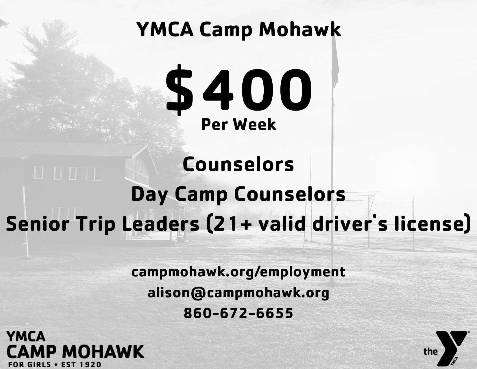Help Wanted at YMCA Camp Mohawk - Cornwall CT