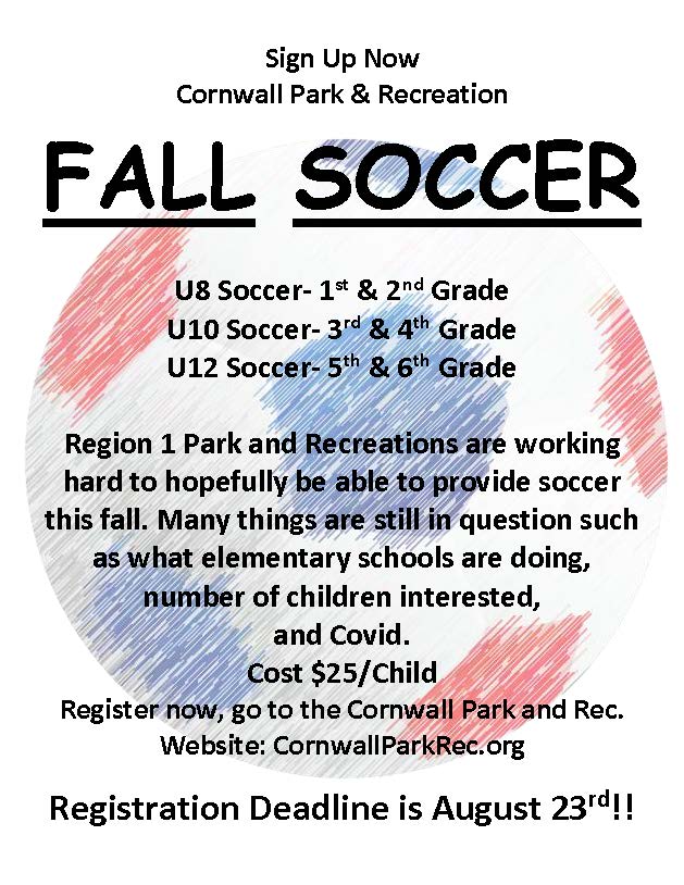 Fall 2021 Soccer Registration - Cornwall CT