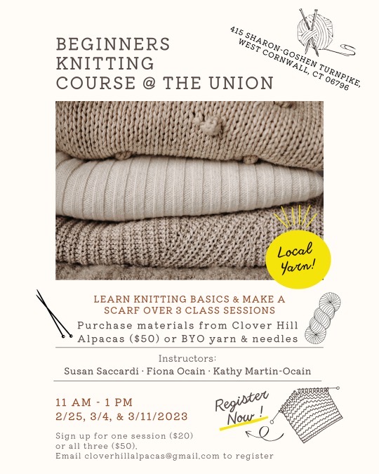 Beginners Knitting Course - The Union - Cornwall CT